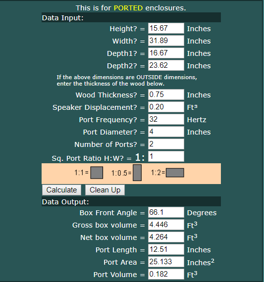 Sub box port measuring - Subwoofers / Enclosures - Steve Meade Designs